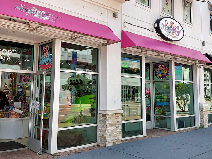 The bright pink awning of La La Land beckons sweet-toothed visitors like a sugar-coated lighthouse on Virginia Beach's shopping strip.