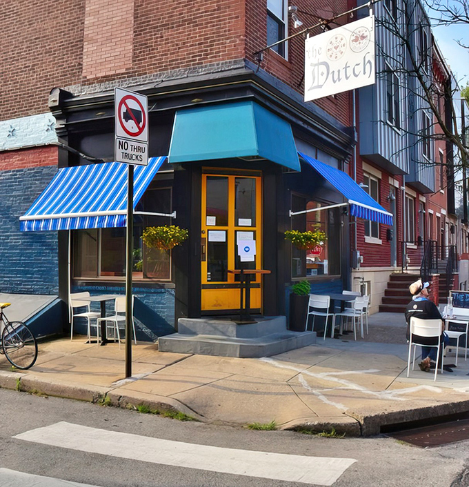 The corner spot that launched a thousand brunch cravings. This unassuming blue exterior hides Philadelphia's French toast paradise.