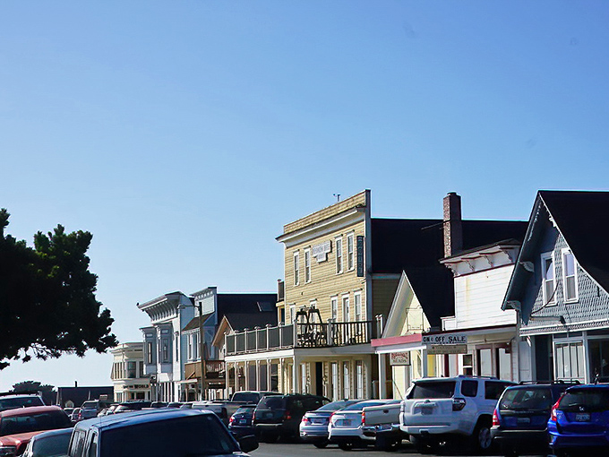 Mendocino's Victorian buildings glow at sunset, proof that Mother Nature understands the importance of good lighting for architecture photos.