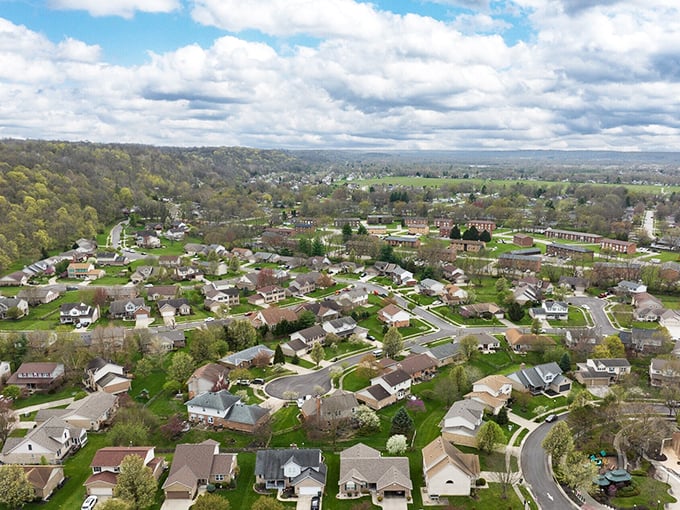 Suburban paradise from above! Fairfield's well-planned neighborhoods create that perfect balance of togetherness and personal space that modern life demands.
