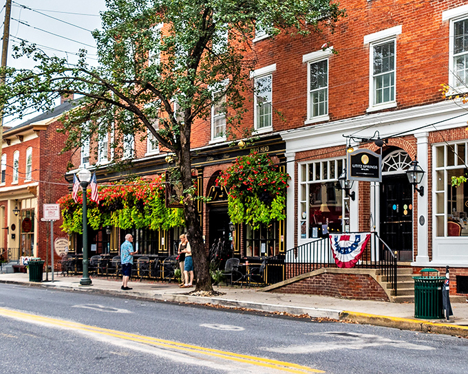 Downtown Lititz looks like it was plucked straight from a Hallmark movie set. Red brick buildings, hanging flower baskets, and that small-town vibe that makes you want to slow down.