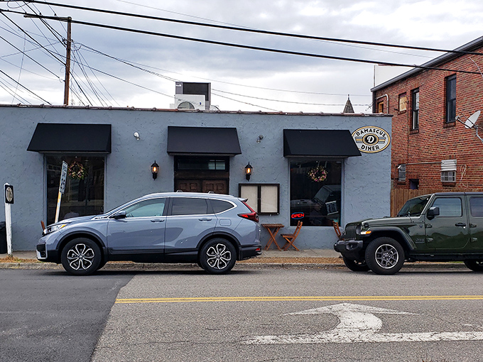 The unassuming blue exterior of Damascus Diner stands like a quiet promise &ndash; extraordinary flavors await inside this Trail Town USA landmark.