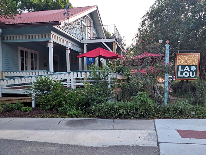 LaLou's charming blue cottage exterior invites you in like a Southern grandmother ready to feed you until your pants don't fit.