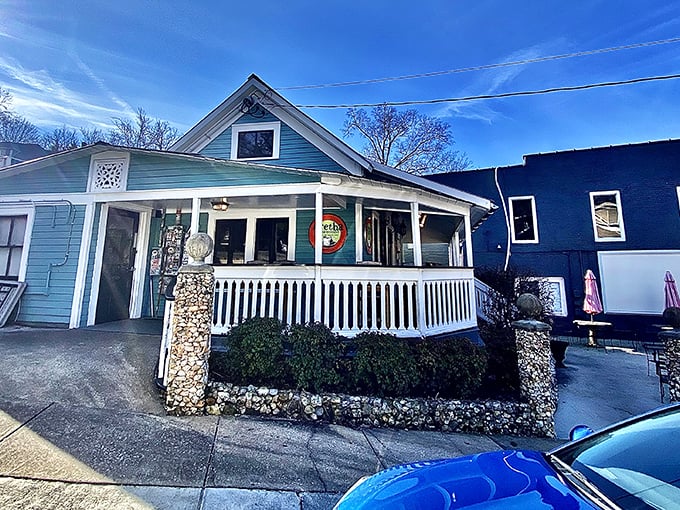 The teal cottage with white porch railing isn't just a house&mdash;it's a pancake pilgrimage site that's worth every minute in line.