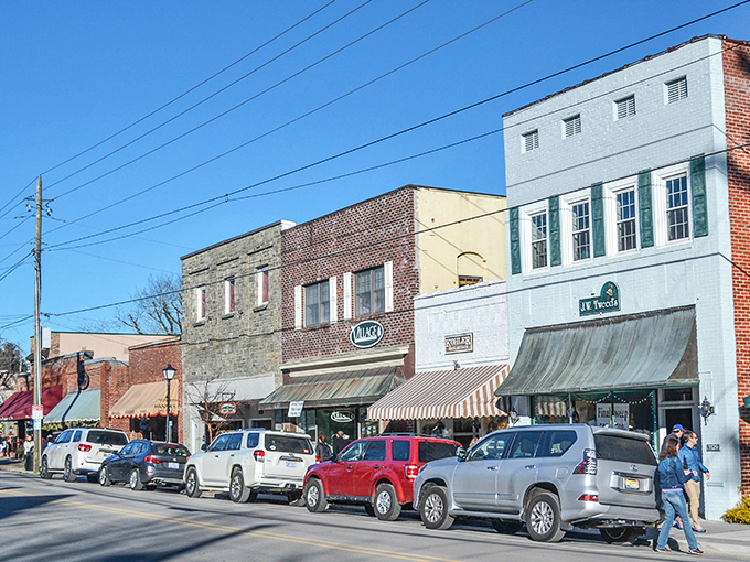 Main Street Blowing Rock welcomes visitors with its colorful flower displays and charming storefronts. Small-town magic with big mountain views. 