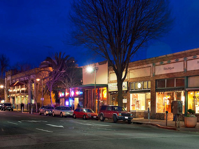 Downtown Chico's historic architecture creates a postcard-perfect plaza where locals gather. The art deco tower stands sentinel over this charming community hub.