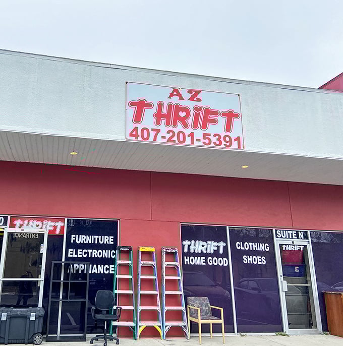 The unassuming pink facade of AZ Thrift belies the wonderland of bargains waiting inside. Like finding a hidden speakeasy, but for your wallet.