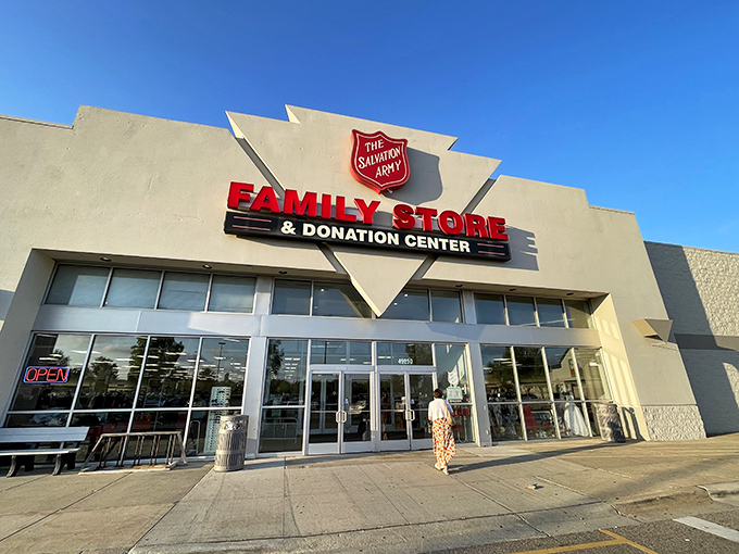 The iconic Salvation Army shield welcomes bargain hunters to this Utica treasure trove. Like a retail oasis in a sea of full-price despair.