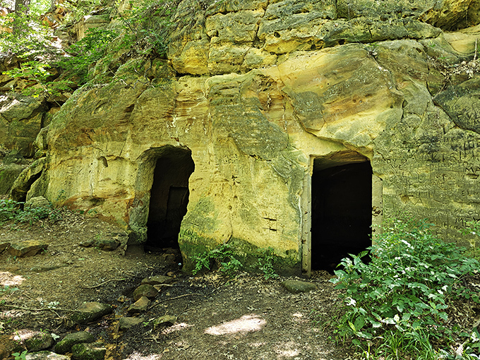 Twin doorways to yesterday carved into golden sandstone&mdash;nature's perfect frame for a Kansas adventure that feels straight out of an Indiana Jones film.