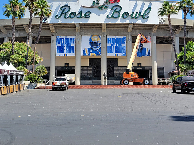 The iconic Rose Bowl sign welcomes treasure hunters to what might be California's most legendary hunting ground for vintage finds and unexpected discoveries.