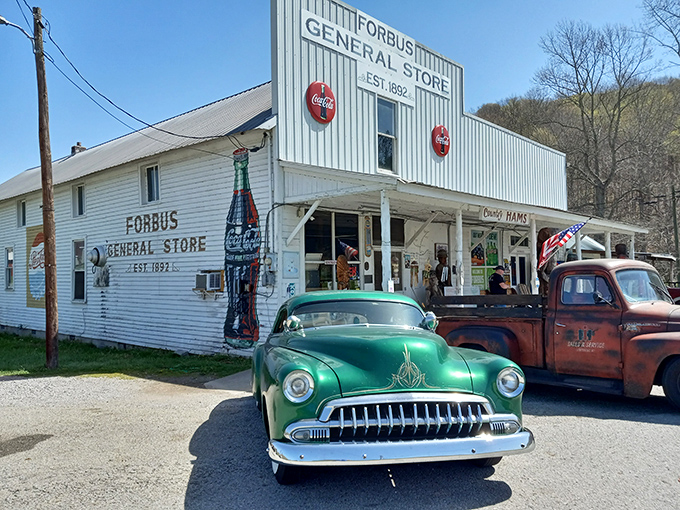 The classic Americana fa&ccedil;ade of Forbus General Store stands proudly since 1892, with vintage cars completing a scene Norman Rockwell would have rushed to paint.