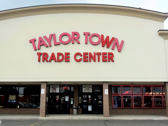 The unassuming exterior hides a universe of treasures within. Like finding a portal to another dimension disguised as a strip mall storefront.