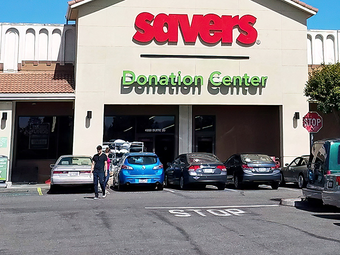 The unassuming exterior of Savers in San Jose hides a wonderland of secondhand treasures waiting to be discovered.