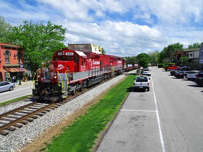 Railroad tracks cutting through downtown Midway tell the town's origin story in steel and wood, where time slows down whenever a train passes through.