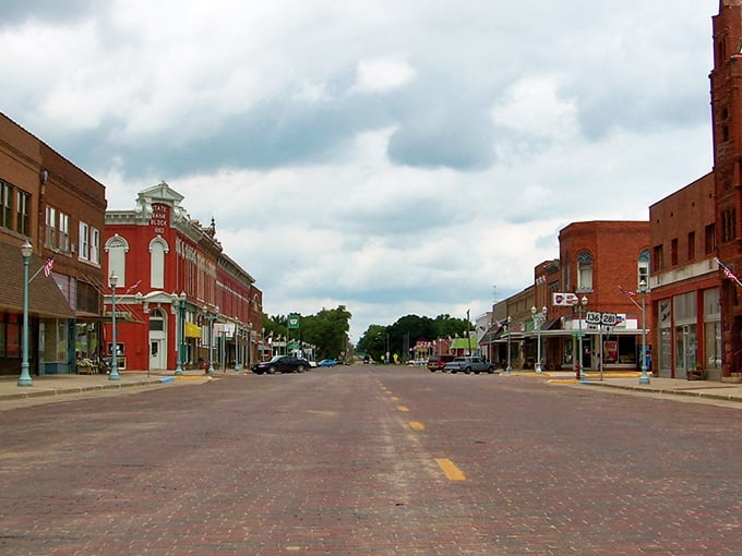Webster Street stretches before you like a Norman Rockwell painting come to life, where brick buildings and blue skies create small-town perfection.