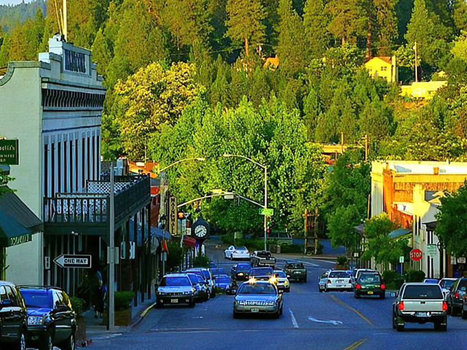 Historic buildings with character to spare line downtown Grass Valley, where Gold Rush architecture meets modern small-town charm.