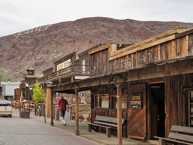 The rugged Calico Mountains cradle this preserved slice of the Old West like nature's amphitheater, creating a dramatic backdrop for historical adventures.