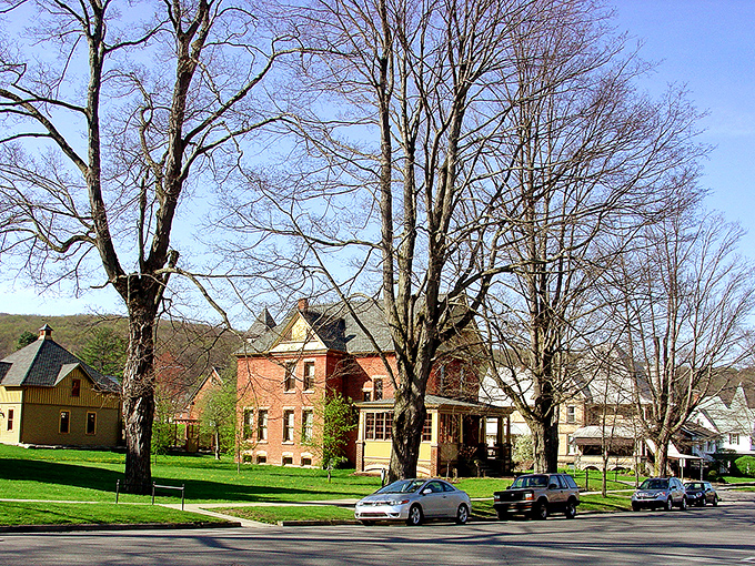 Downtown Ridgway's historic brick buildings aren't just preserved—they're alive with stories. That warm sunset glow makes the Anderson & Kime Building look like it's blushing from all the attention.