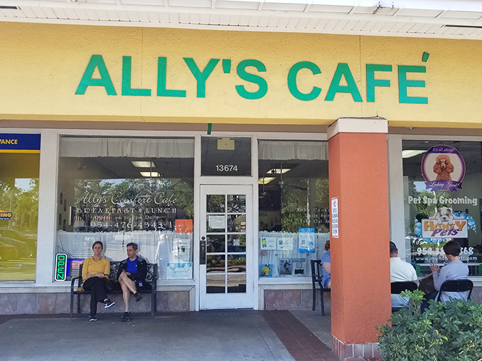 The unassuming storefront of Ally's Comfort Cafe proves once again that culinary treasures often hide in plain sight. No flash, just pancake perfection awaiting inside