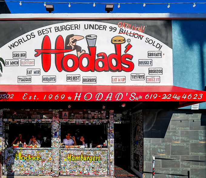 Bold signage announces this isn't your average burger joint &ndash; it's a California legend in the making.