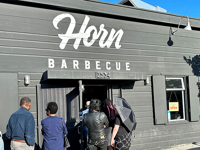 The unassuming gray exterior of Horn Barbecue belies the smoky treasures within&mdash;like finding the barbecue equivalent of Fort Knox hiding in plain sight.