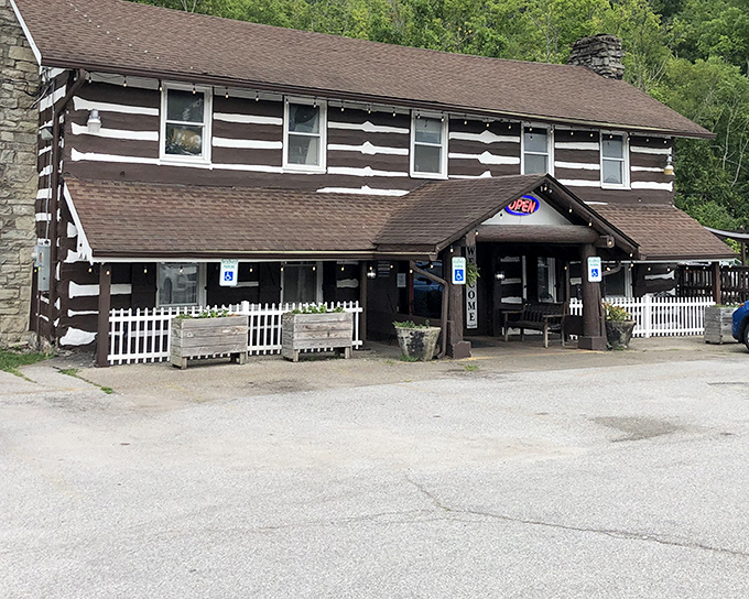 The Log Cabin Inn's exterior is exactly what Kentucky comfort food deserves&mdash;authentic log construction that promises zero pretension and maximum flavor.