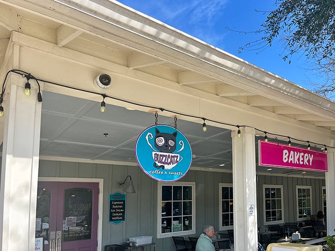 The unassuming exterior of BuzzCatz with its cheerful purple door promises culinary treasures within. Like finding a diamond in a beach town&mdash;this place delivers.