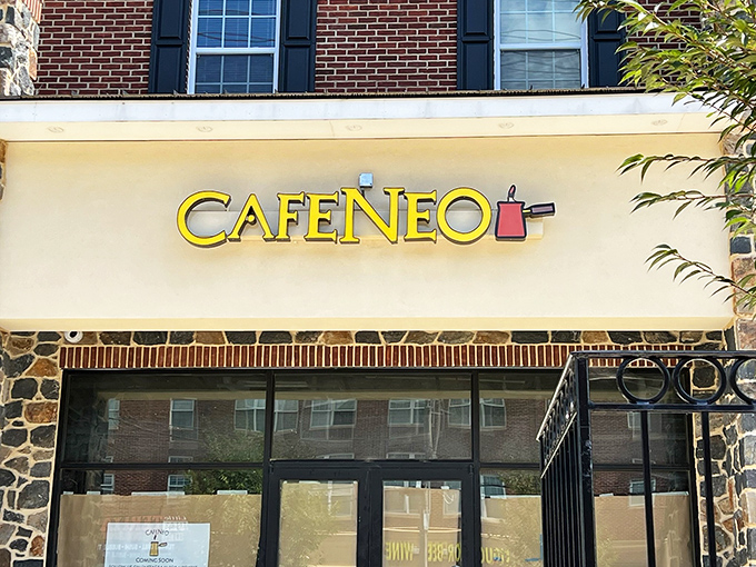 Cafeneo's stone-and-brick exterior isn't just another pretty facade&mdash;it's the gateway to cheesecake nirvana in Newark's bustling college district.