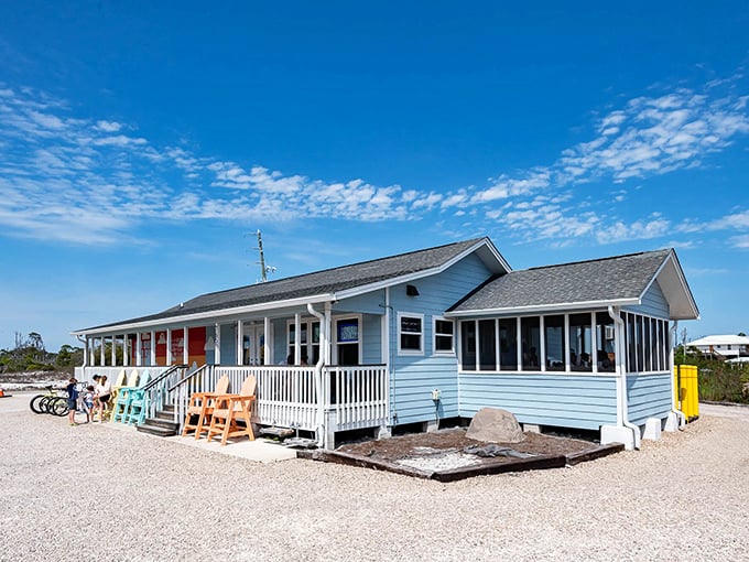 A slice of coastal paradise painted sky blue, LongBill's beckons with its charming wraparound porch and the promise of seafood worth writing home about.