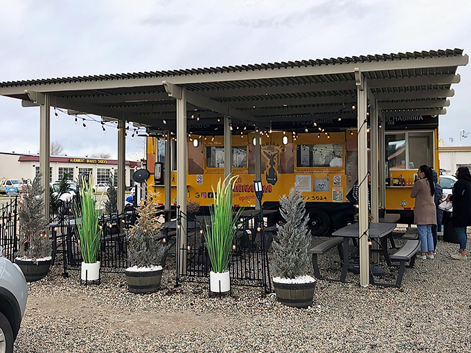 The bright yellow sign beckons like a culinary lighthouse in Boise's food landscape. Street food that hugs you? Count me in!