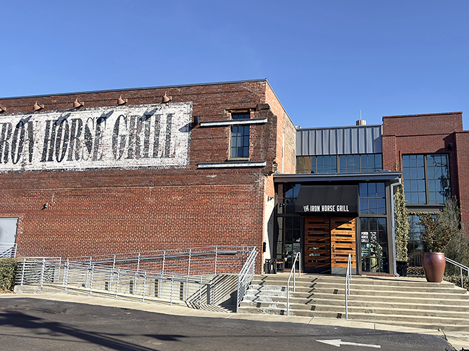 The Iron Horse Grill's illuminated sign transforms downtown Jackson's nightscape into a beacon for hungry adventurers seeking Southwestern salvation.
