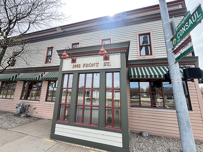 The corner building that launched a thousand cravings. Tony Packo's iconic exterior stands proudly in Toledo, green awnings beckoning hungry visitors.