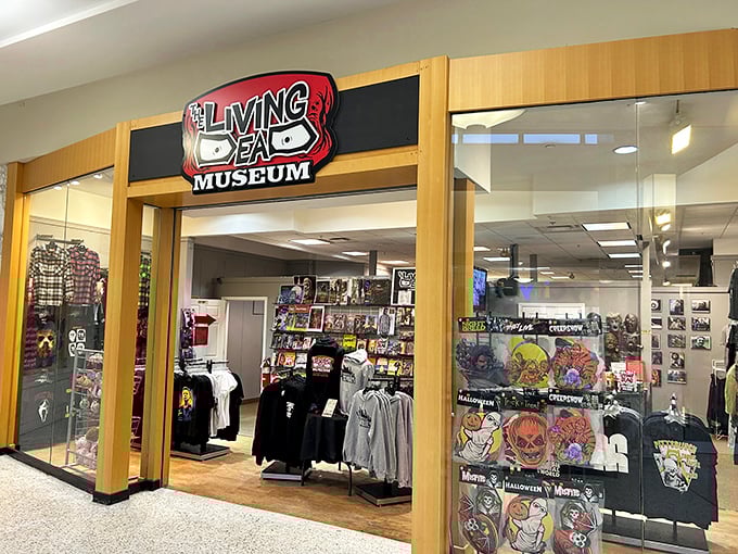The storefront beckons horror fans with its iconic logo&mdash;those zombie eyes practically dare you to enter this undead paradise.