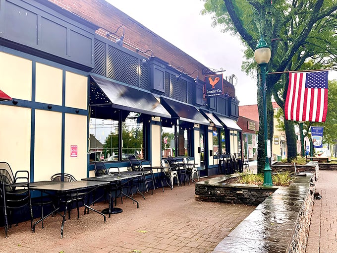 The iconic rooster sign welcomes hungry visitors to this Newington gem, where comfort food gets the gourmet treatment it deserves.