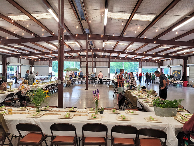 Inside one of the covered pavilions, where treasure hunting becomes an indoor sport regardless of Texas weather. Air conditioning never felt so adventurous.