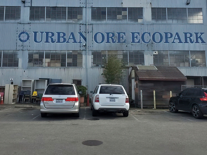The unassuming exterior of Urban Ore Ecopark belies the wonderland of treasures within. Like a time machine disguised as a warehouse.