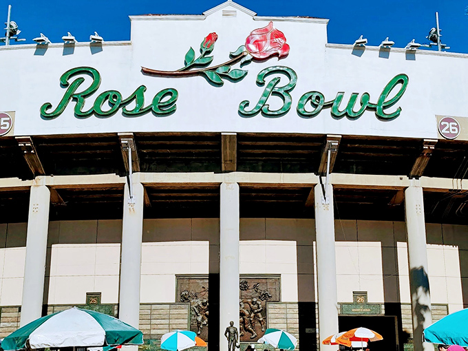 The iconic Rose Bowl sign welcomes treasure hunters to what might be California's most legendary hunting ground for vintage finds and unexpected discoveries.