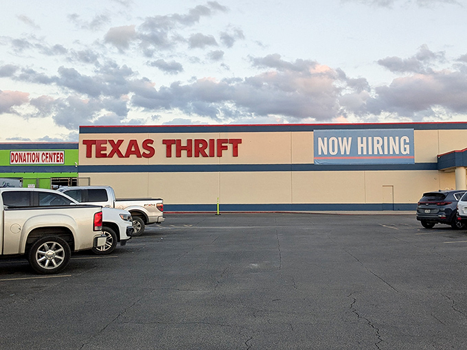 The unassuming exterior hides a treasure trove within, like finding a secret portal to a bargain hunter's paradise.