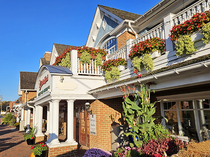 Flower power meets baking brilliance! The charming exterior of Bird-in-Hand Bakery blooms with hanging baskets that practically scream "Come in, calories don't count in Lancaster County!"