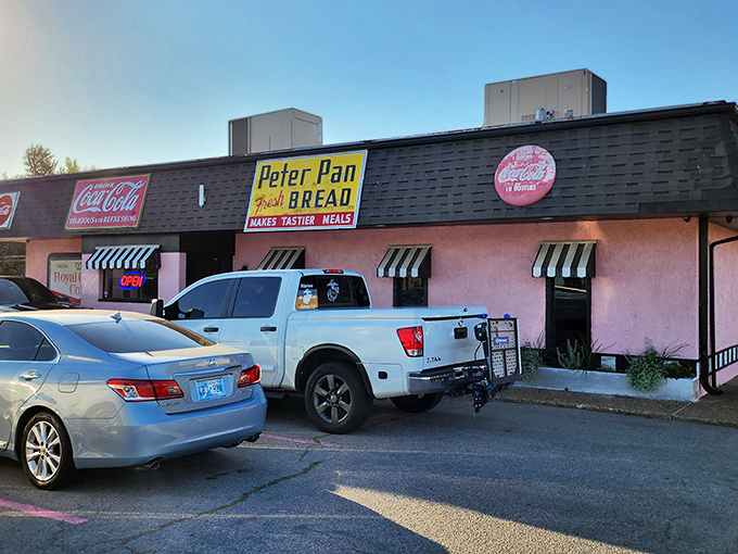 The classic diner interior at Sherri's transports you to a simpler time when vinyl booths and neon lights were the height of dining sophistication. 