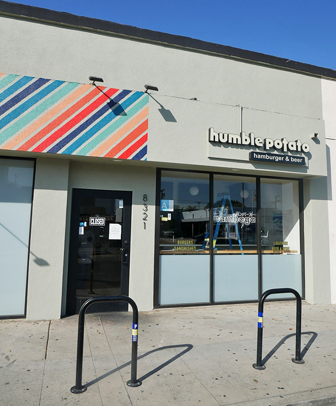 The colorful diagonal stripes adorning Humble Potato's exterior aren't just for show&mdash;they're a preview of the vibrant flavor combinations waiting inside this unassuming gem.