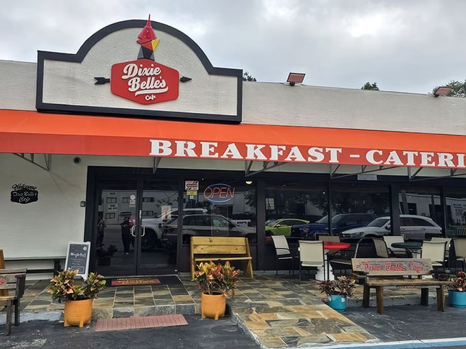 Dixie Belle's unassuming exterior hides culinary treasures within. Those wooden benches aren't just for show&mdash;they're recovery zones for post-biscuit bliss.