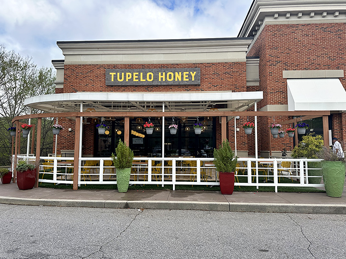 The brick exterior with its cheerful yellow signage feels like a warm Southern invitation you simply can't refuse.