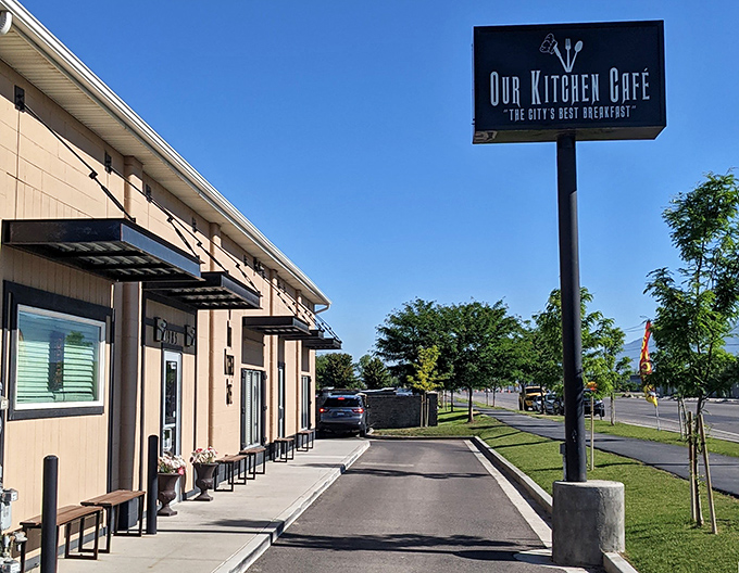 The unassuming exterior of Our Kitchen Caf&eacute; proves once again that culinary treasures often hide in plain sight. No pretension, just breakfast perfection waiting inside.