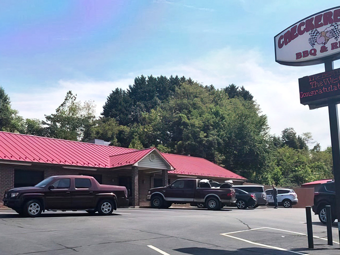 The unassuming brick exterior with its distinctive red roof houses barbecue treasures that would make even the most stoic Virginian weep with joy.