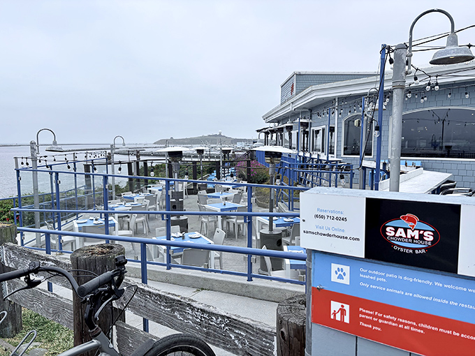 The unassuming exterior of Sam's Chowder House belies the seafood treasures within. Like finding a pearl in an oyster, this coastal gem awaits.