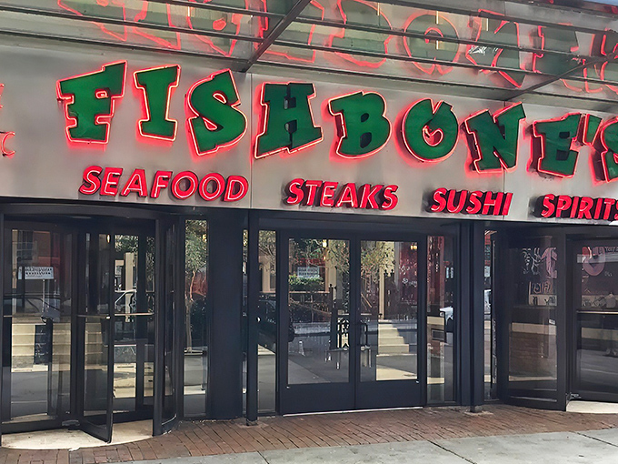 The neon marquee beckons like a lighthouse for hungry souls wandering Greektown. That retro sign isn't just advertising&mdash;it's making a delicious promise.