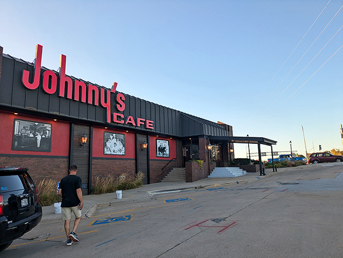 Johnny's bold red signage stands like a time machine in South Omaha, promising carnivorous delights that have satisfied generations of Nebraskans. 