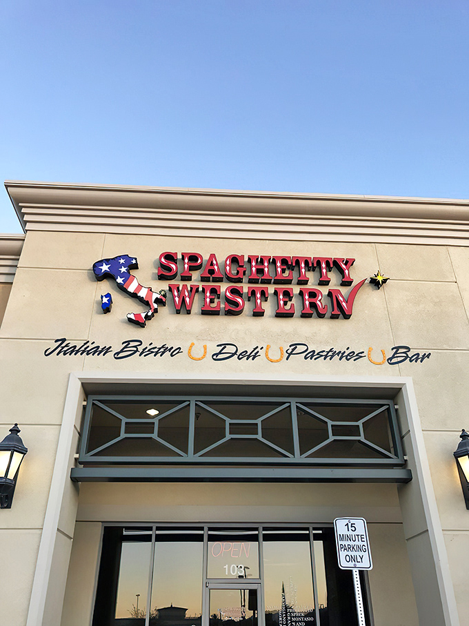 The clever pun hits you first: Spaghetty Western, where Italian cuisine meets cowboy charm in a Vegas strip mall that defies the odds.