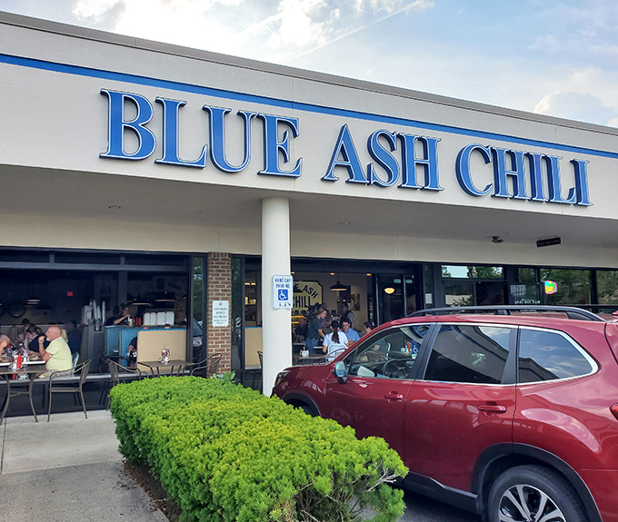 The unassuming exterior of Blue Ash Chili might fool you, but locals know this modest storefront houses Cincinnati culinary magic worth the pilgrimage.